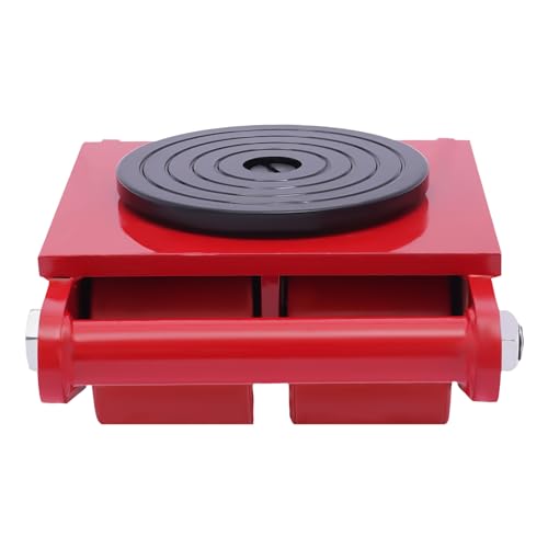 Machinery Skate Dolly, 13200LBS/6T Heavy Duty Carbon Steel Machinery Moving Skate with 4 PU Wheels and 360°Rotation Non-Slip Cap for Heavy Duty Industrial Moving Equipment (Red)