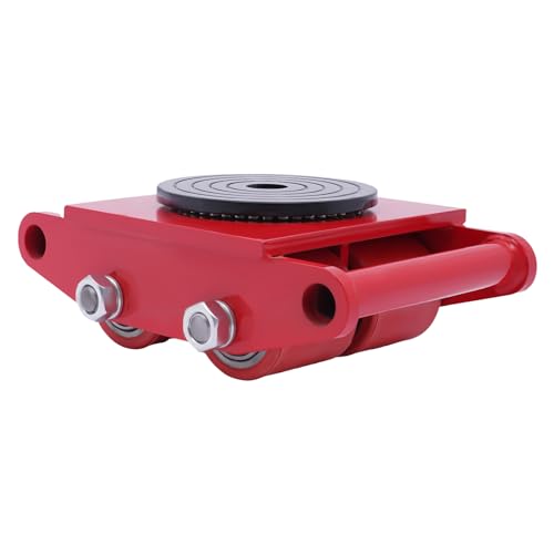 Machinery Skate Dolly, 13200LBS/6T Heavy Duty Carbon Steel Machinery Moving Skate with 4 PU Wheels and 360°Rotation Non-Slip Cap for Heavy Duty Industrial Moving Equipment (Red)