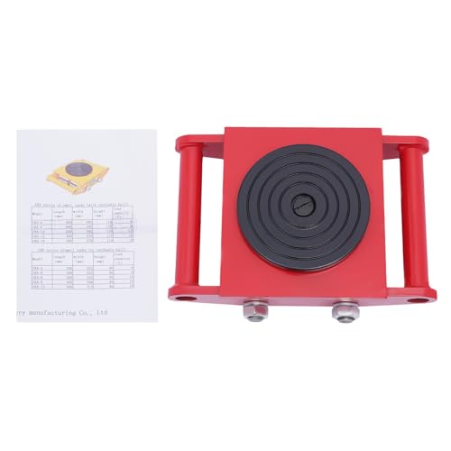 Machinery Skate Dolly, 13200LBS/6T Heavy Duty Carbon Steel Machinery Moving Skate with 4 PU Wheels and 360°Rotation Non-Slip Cap for Heavy Duty Industrial Moving Equipment (Red)