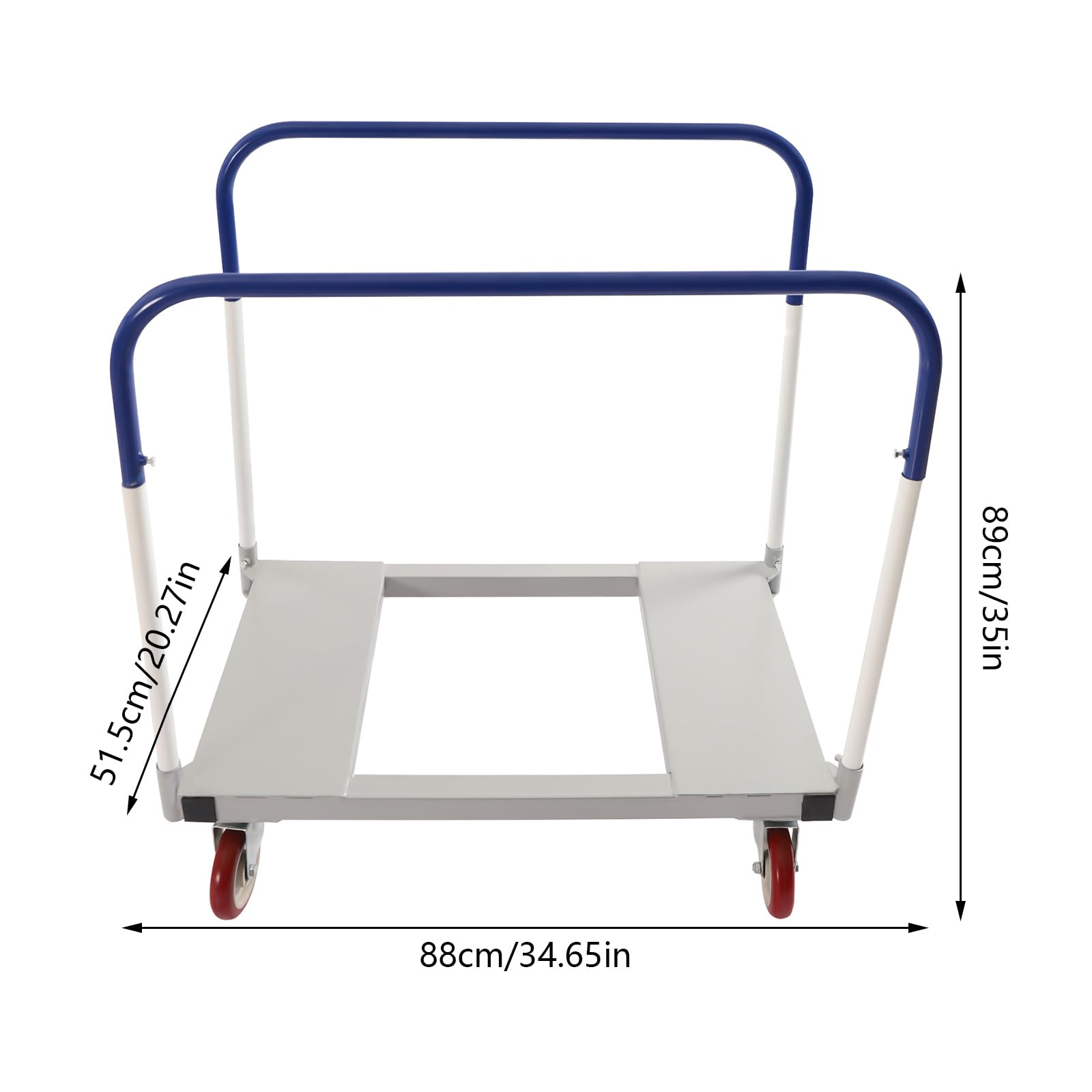 Panel Cart, 1500 Lbs Handling Service Rectangular Low Noise with 5 inch Casters Double Bearing Shaft Professional Cart W/Steel Frame Detachable Have Brakes Handling Wall Panel, Home, Warehouse