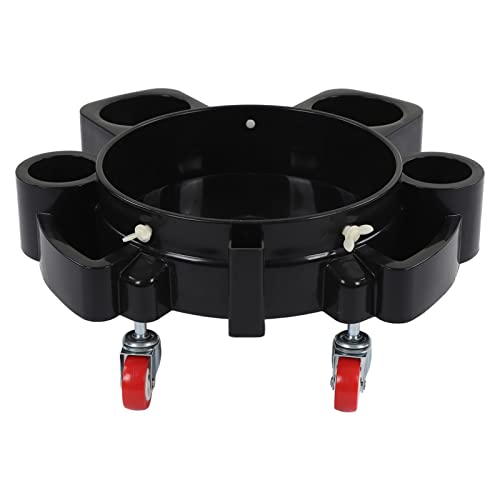 Leapiture Car Wash Detailing Bucket Dolly Multifunctional Rolling Dolly Black with 5 Heavy Duty Swivel Casters for Car Detailing Wash