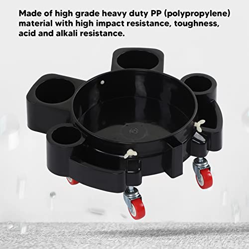 Leapiture Car Wash Detailing Bucket Dolly Multifunctional Rolling Dolly Black with 5 Heavy Duty Swivel Casters for Car Detailing Wash