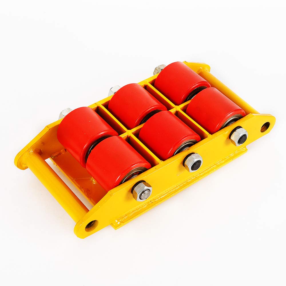 Industrial Machinery Mover,8T/17600lbs Heavy Duty Machine Dolly Skate for Storage Moving Equipment,Machinery Roller Mover Cargo Trolley with 360°Rotation Cap and 6 PU Anti-Slip Rollers (Yellow)