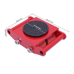 6T/13200lbs Industrial Machinery Mover Machinery Moving Skate 360° Rotation Heavy Duty Dolly Skate with 4 PU Anti-Slip Rollers for Moving Equipment Red