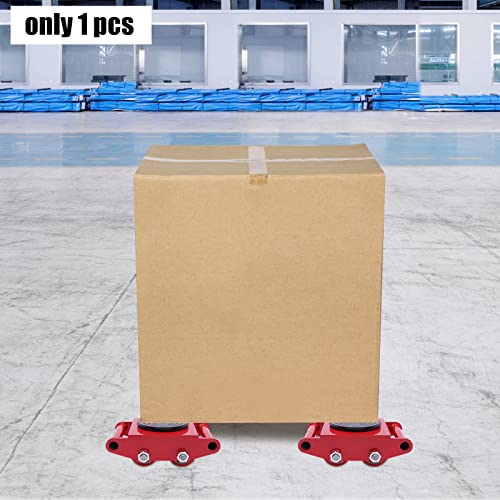 Namiose 6T Industrial Machinery Mover 13200LBS Machinery Moving Machine Dolly Skate Roller Heavy Duty w/ 360° Rotation Cap and 4 Rollers & PU Wheels for Moving Equipment (Red)