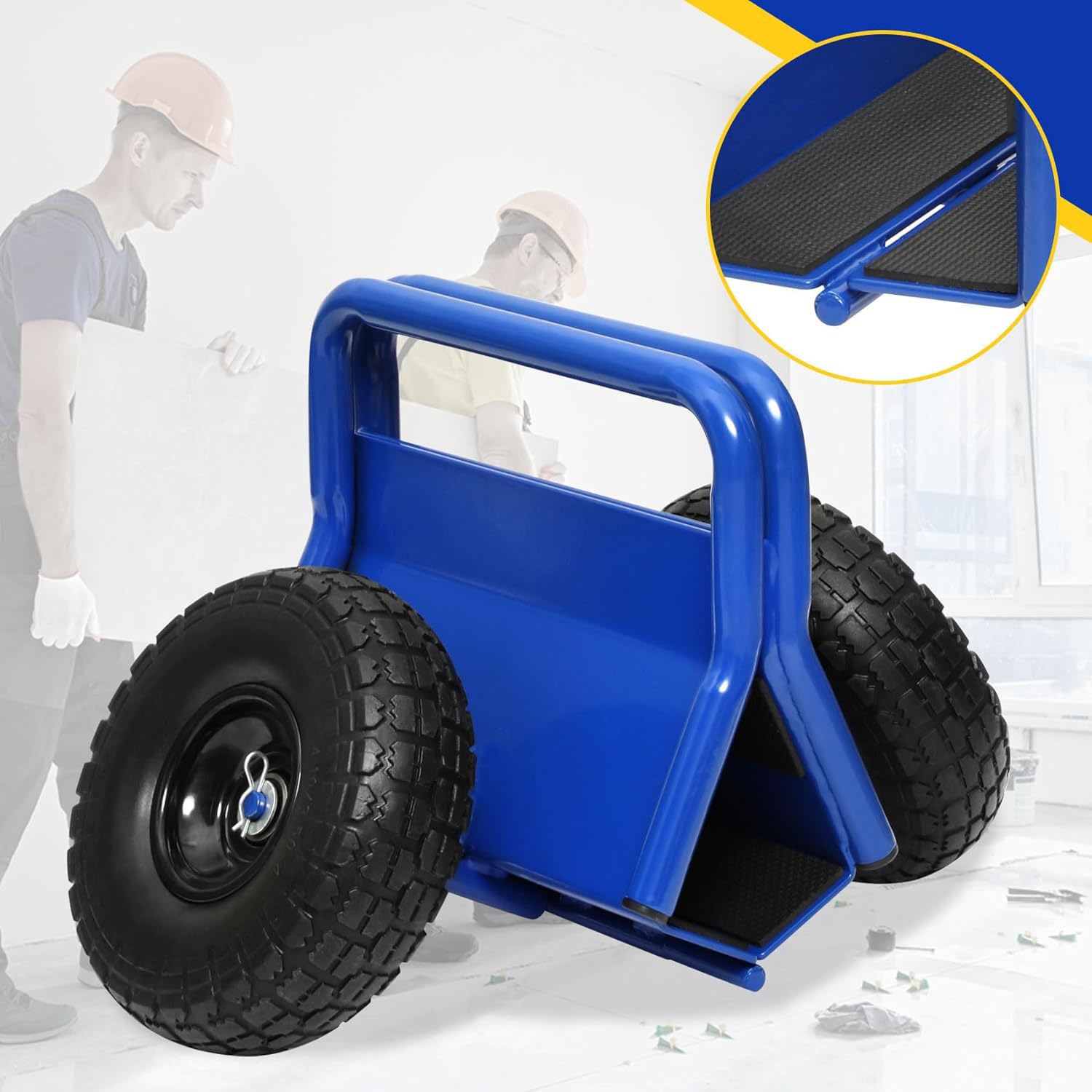 Panel Dolly Heavy Duty Slab Dolly with Handle and 2Pcs 10" Solid Rubber Tires Wheels 1000LBS Load Capacity All Terrain Moving Cart for Drywall Sheet, Material Handling