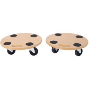 furniture moving dolly, heavy duty wood rolling mover with wheels for piano couch fridge heavy items, securely holds 500 lbs 15" round platform (2)