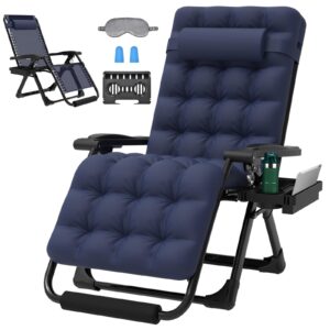 zenpetio 29in xl zero gravity chair w/cushion, zero gravity recliner lounge chair for indoor and outdoor, reclining camping chair for lawn, anti gravity chair with cup holder and footrest, 440lbs