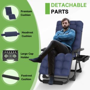 ZENPETIO 29In XL Zero Gravity Chair w/Cushion, Zero Gravity Recliner Lounge Chair for Indoor and Outdoor, Reclining Camping Chair for Lawn, Anti Gravity Chair with Cup Holder and Footrest, 440LBS