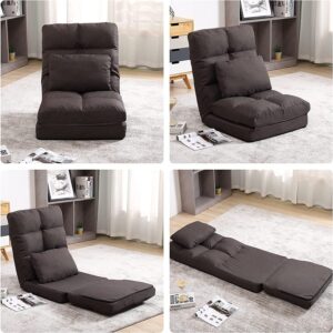 FLOGUOR Chaise Lounge Indoor, 14-Position Floor Chair with Back Support for Adults Kids, Folding Lazy Sofa Chair Lounge Chair with a Padded Pillow for Living Room, Bedroom, for Gaming Reading 8823CO