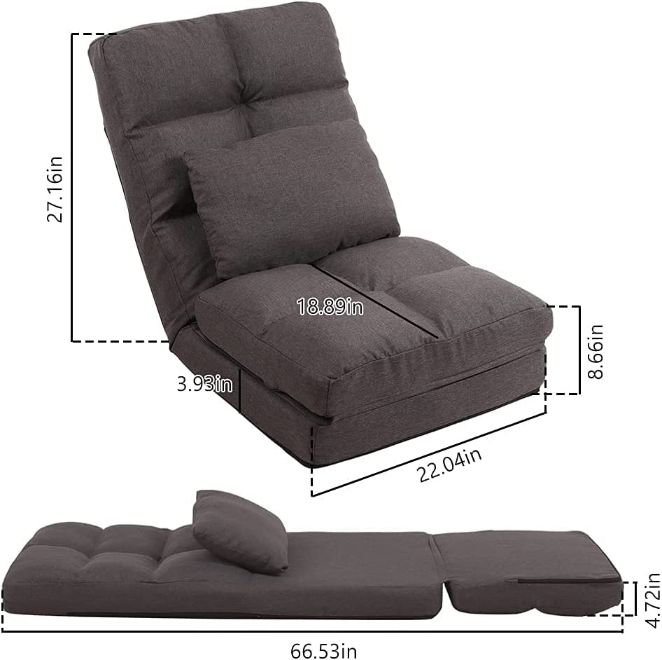 FLOGUOR Chaise Lounge Indoor, 14-Position Floor Chair with Back Support for Adults Kids, Folding Lazy Sofa Chair Lounge Chair with a Padded Pillow for Living Room, Bedroom, for Gaming Reading 8823CO