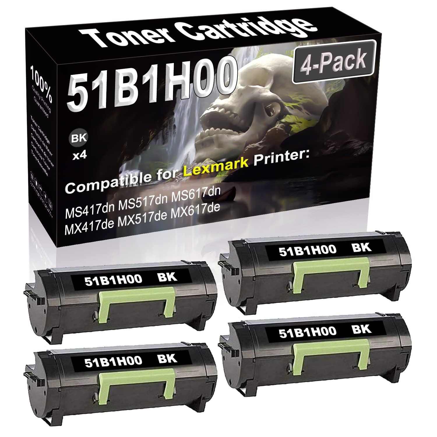 SINIYA 4-Pack (Black) Compatible High Yield 51B1H00 Laser Printer Toner Cartridge use for MS417dn MS517dn MS617dn MX417de MX517de MX617de Printer