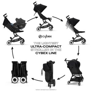 CYBEX Libelle 2 Ultra Compact and Lightweight Baby Pockit Travel Stroller with UPF 50+ Sun Canopy for Babies and Toddlers - Carry-On Luggage Compliant - Compatible with CYBEX Car Seats,Moon Black