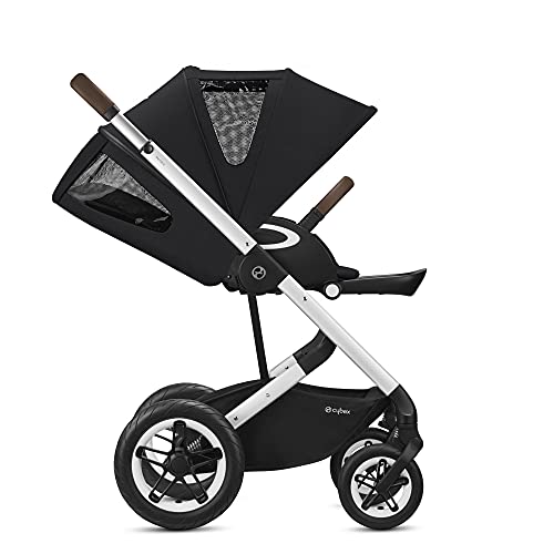 Cybex Talos S Lux Stroller, AllTerrain Wheels, FrontFacing or ParentFacing Seat Positions, OneHand Fold, Multiposition Recline, Deep Black