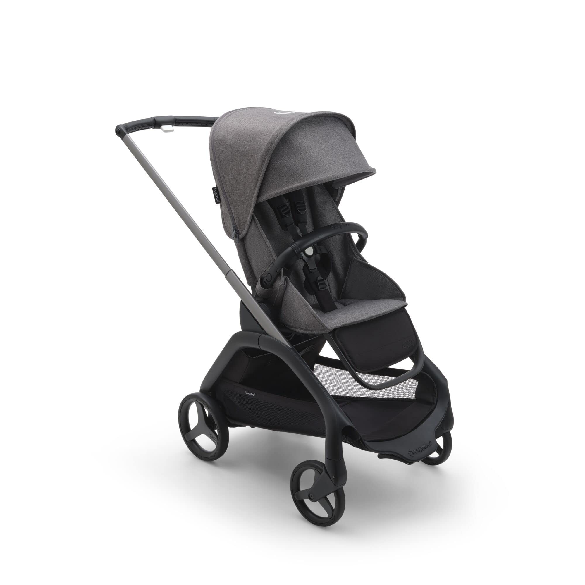 Bugaboo Dragonfly City Stroller, Lightweight Compact Baby Stroller with One Hand Easy Fold in any Position, Full Suspension, XL Underseat Basket, Graphite Chassis and Grey Melange Sun Canopy