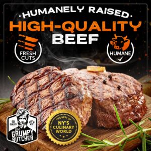 Grumpy Butcher Ribeye Steaks, 4 Pack (14 oz each) - Prime Steak House Quality Ribeye Steak Meat - With Steaks Gift Packages Specials Option