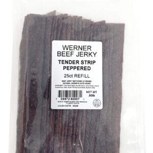 Werner Tender Strips Peppered Beef Jerky - Pack of 25 Jerky Strips - Made in the USA