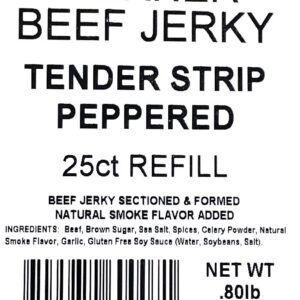 Werner Tender Strips Peppered Beef Jerky - Pack of 25 Jerky Strips - Made in the USA