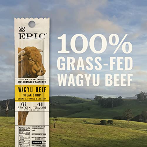 EPIC Wagyu Beef Steak Strips, Grass-Fed, Paleo Friendly, 20 ct, 0.8 oz Strips