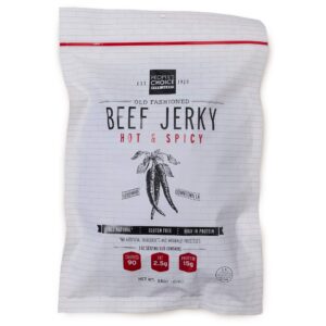 people's choice beef jerky - old fashioned - hot & spicy - healthy, sugar free, zero carb, gluten free, keto friendly, high protein meat snack - dry texture - 1 pound, 16 oz - 1 bag