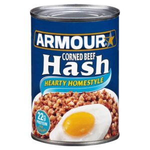 armour star corned beef hash, hearty homestyle, canned food, 12 - 14 oz cans