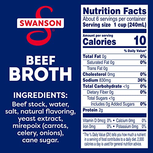 Swanson 100% Natural Beef Broth, 48 oz Carton