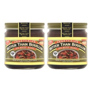 better than bouillon vegetarian no beef base, made with seasoned vegetables, certified vegan, makes 9.5 quarts of broth, 38 servings 8 ounce (pack of 2)