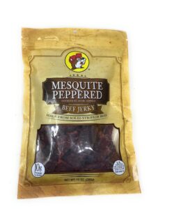 buc-ees texas hill country brand mesquite peppered beef jerky in resealable bag (one bag, 10 ounces)