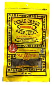 cedar creek | air-dried thinly sliced | 4oz pack | no artificial preservatives | grass grain fed beef | clean healthy snack (original)