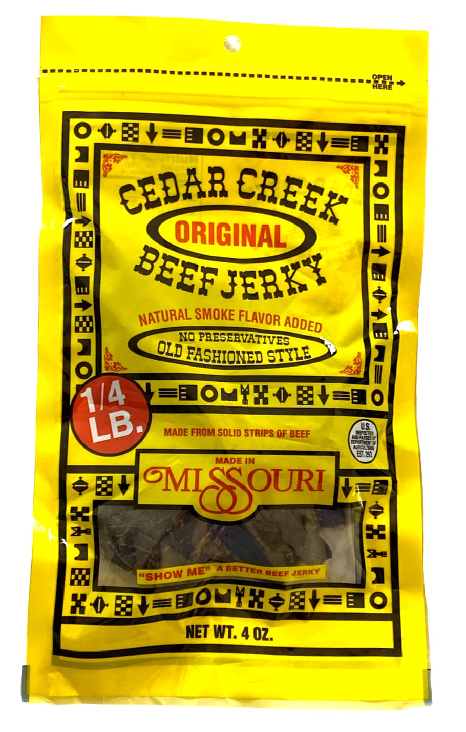 Cedar Creek | Air-Dried Thinly Sliced | 4oz pack | No Artificial Preservatives | Grass Grain Fed Beef | Clean Healthy Snack (Original)