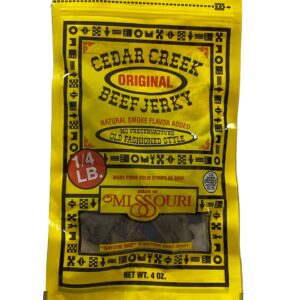 Cedar Creek | Air-Dried Thinly Sliced | 4oz pack | No Artificial Preservatives | Grass Grain Fed Beef | Clean Healthy Snack (Original)