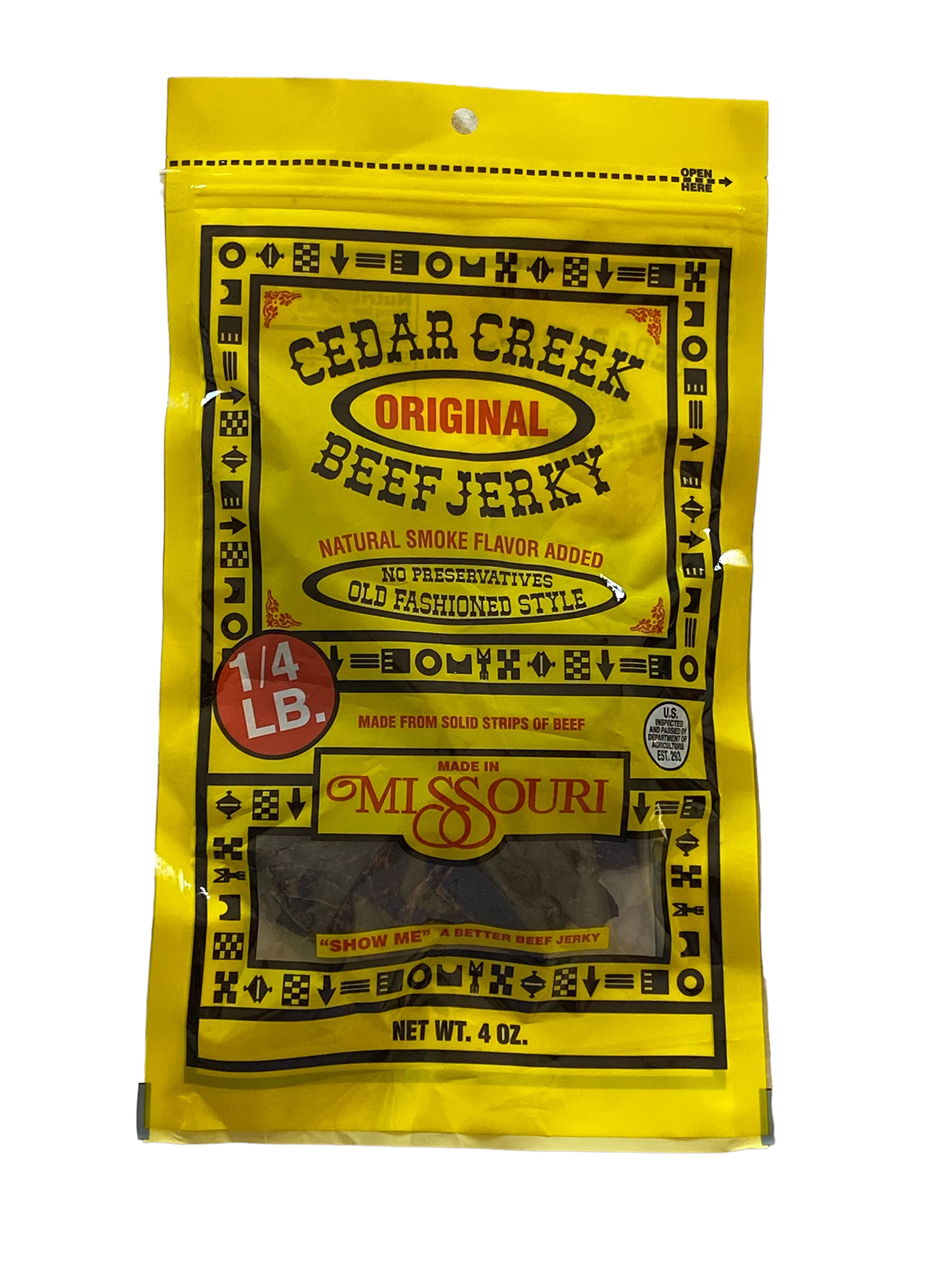 Cedar Creek | Air-Dried Thinly Sliced | 4oz pack | No Artificial Preservatives | Grass Grain Fed Beef | Clean Healthy Snack (Original)