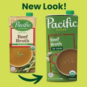 Pacific Foods Low Sodium Organic Beef Broth, 32 oz Carton (12 Pack)