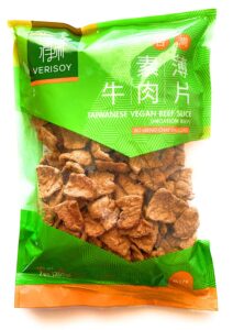 textured vegetable protein (tvp) taiwanese vegan beef slice - premium texturized imitation beef, 100% vegan meat substitute non-gmo, no msg