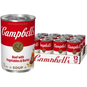 campbell's condensed beef soup with vegetables and barley, 10.5 oz can (12 pack)