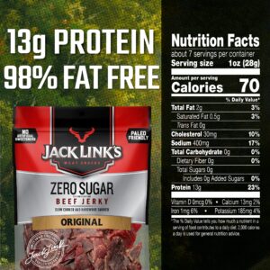 Jack Link's Beef Jerky, Zero Sugar, Paleo Friendly Snack with No Artificial Sweeteners, 13g of Protein and 70 Calories Per Serving, No Sugar Everyday Snack, 7.3 oz (Pack of 2)