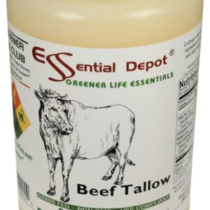 Beef Tallow - 1 Quart (32 oz nt wt) - Grass Feed - Non-GMO - Keto Friendly - Food Grade - FREE from LACTOSE-GLUTEN-GLUTAMATE-BSE - safety sealed HDPE container with resealable cap