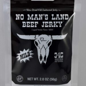 No Man’s Land MILD Beef Jerky High Protein Low Calorie Low Carb Beef Snack 2.0oz Bag