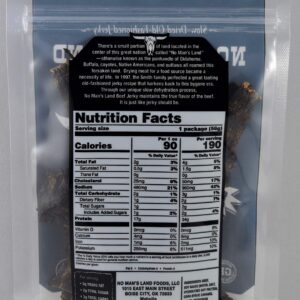 No Man’s Land MILD Beef Jerky High Protein Low Calorie Low Carb Beef Snack 2.0oz Bag