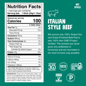 CHOMPS AIP Mild Beef Jerky Snack Sticks 10 Pack, 5 Sea Salt Beef, 5 Italian Style Beef - Whole30, Paleo, Keto Approved, Gluten Free, Sugar Free, Nitrate Free…