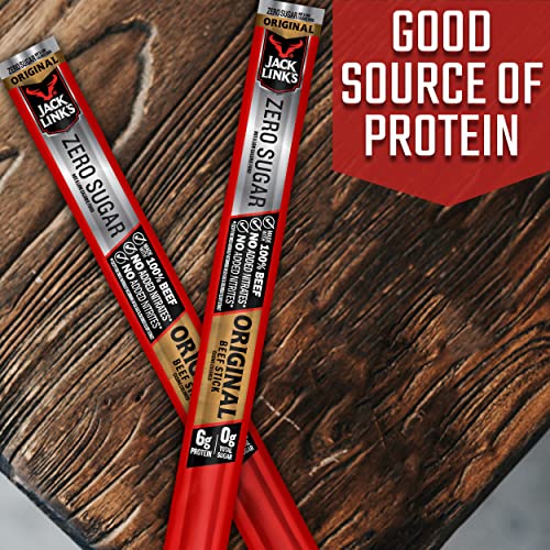 Jack Link's Beef Sticks, Zero Sugar, Original, Bulk Pack - Office Protein Snack, Meat Stick with 6g of Protein, Made with Premium Beef, No Added MSG**, 0.92 Ounce (Pack of 40)