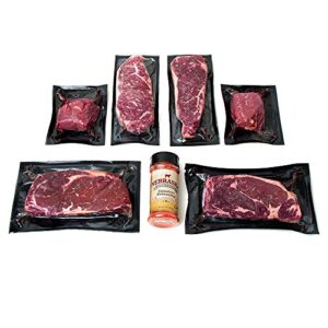 aged premium angus ribeye and ny strip and filet mignon by nebraska star beef - all natural hand cut and trimmed steaks gift packages - gourmet steak delivered to your home