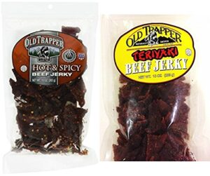 old trapper beef jerky combo (hot & spicy) + (teriyaki) pack of 2