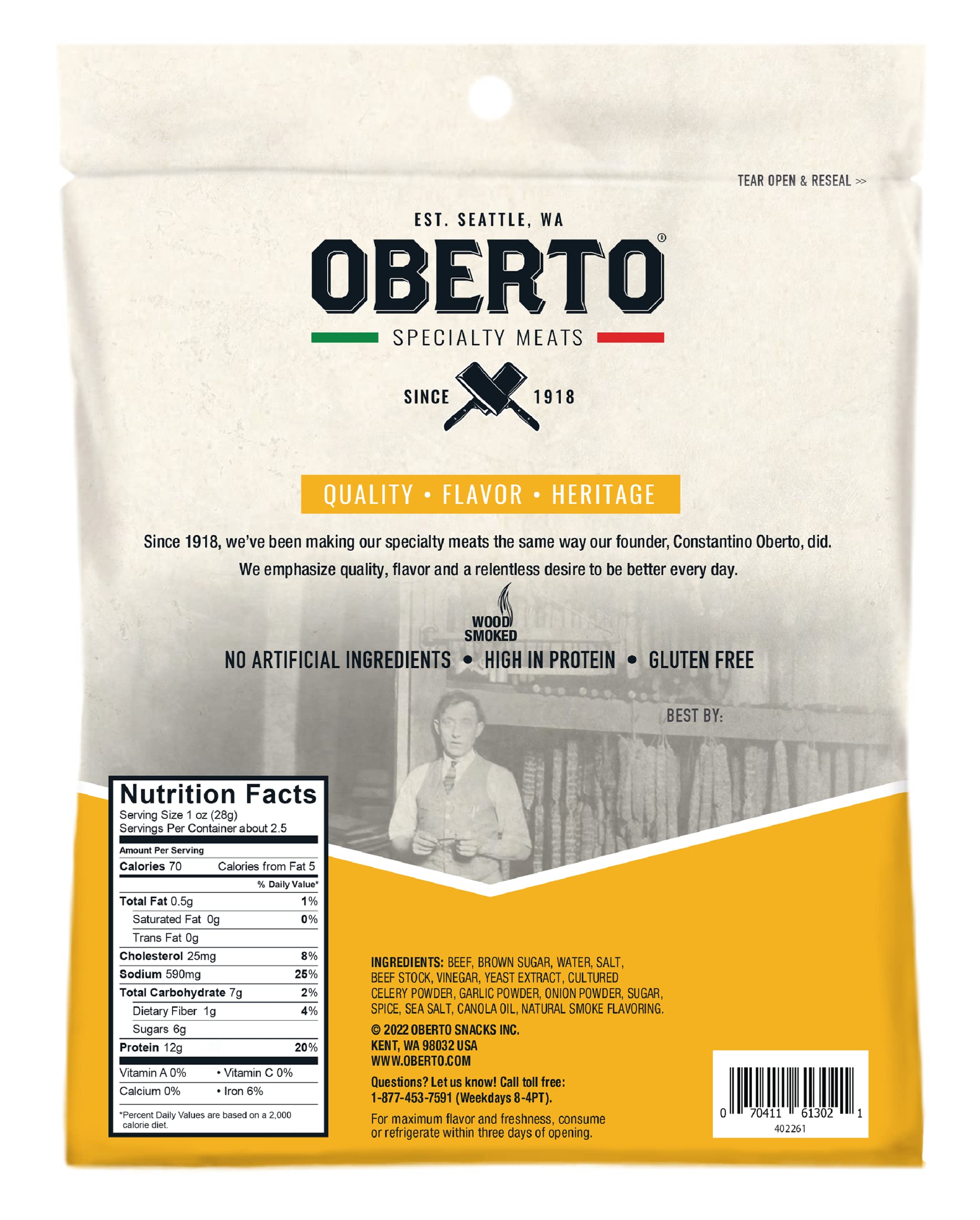 Oberto Specialty Meats Original Beef Jerky, 2.7 Ounce (Pack of 8)