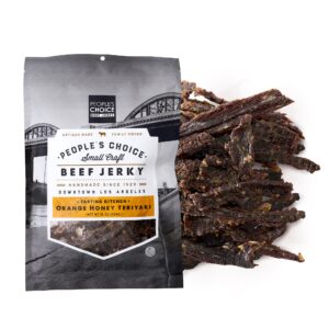 people's choice beef jerky - tasting kitchen - orange honey teriyaki - camping food, backpacking snacks, road trip snacks - high protein low sodium healthy snacks - 1 pound, 16 oz - 1 bag