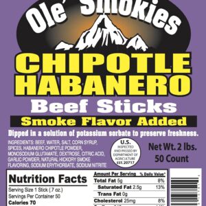 Buffalo Bills 2-lb Chipotle Habanero 5" Ole' Smokies Saddlebag (50 twist-end beef sticks)