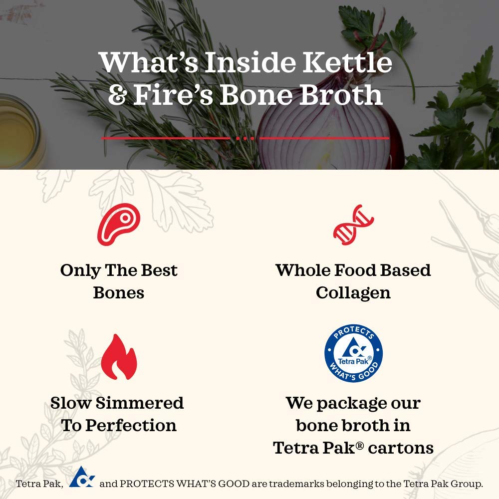 Kettle and Fire Chipotle Beef Bone Broth, Keto, Paleo, and Whole 30 Approved, Gluten Free, High in Protein and Collagen, 6 Pack