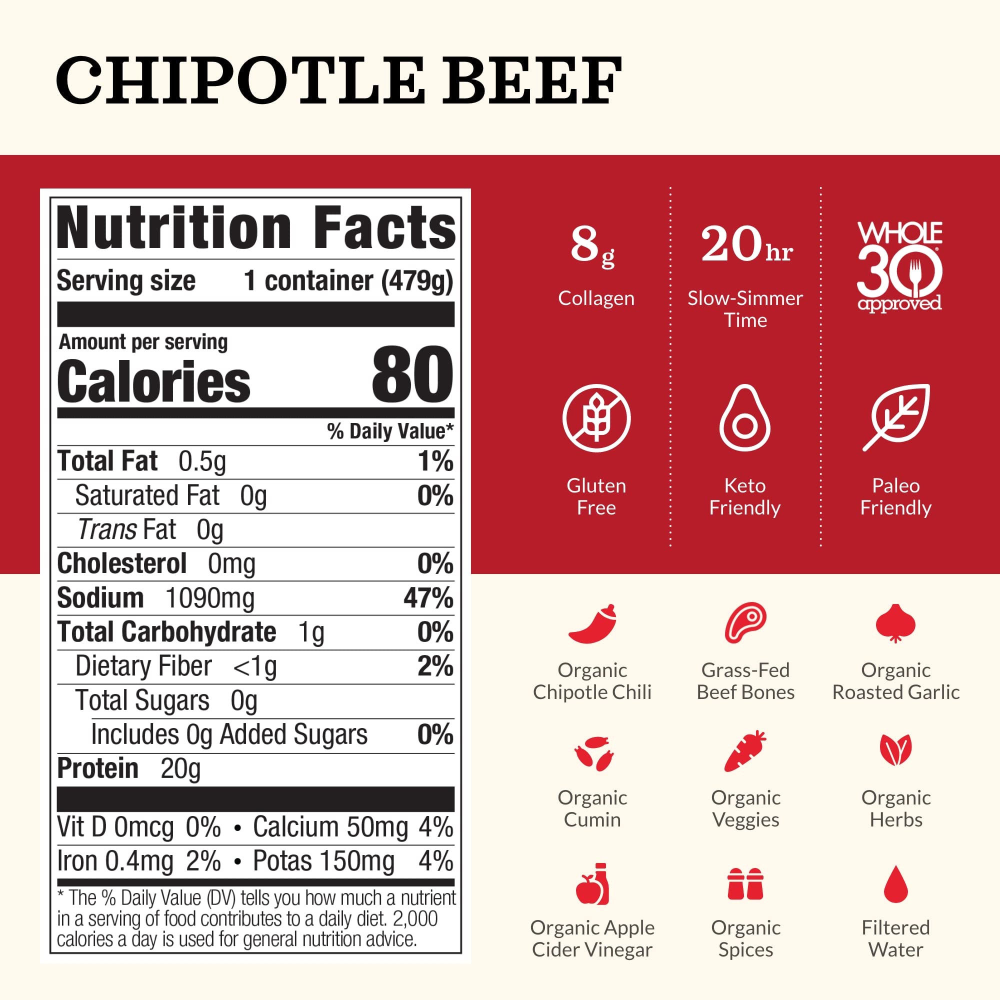 Kettle and Fire Chipotle Beef Bone Broth, Keto, Paleo, and Whole 30 Approved, Gluten Free, High in Protein and Collagen, 6 Pack