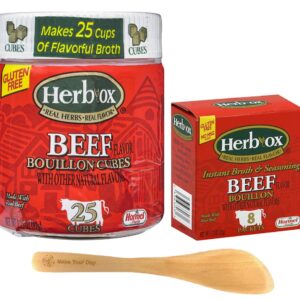 Herb Ox Beef Bouillon, 25 Cubes and 8 Packets (Pack of 2) - with Make Your Day Mini Bamboo Spatula