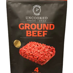 FOREVER FOODS Uncooked Freeze-Dried Ground Beef | Family Pack | Equivalent to 2 lbs.